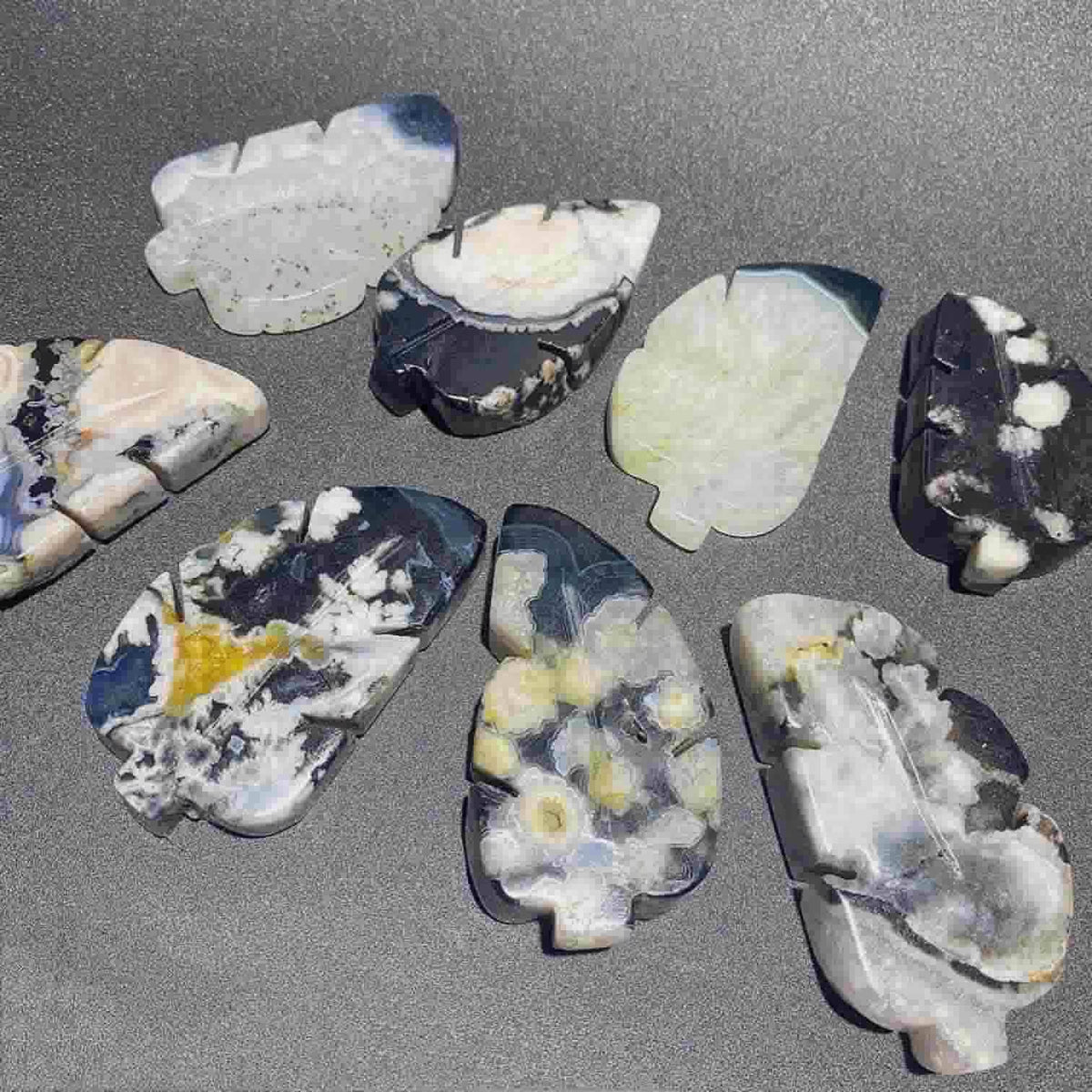 Black Flower Agate Leaf – Kenna Crystal